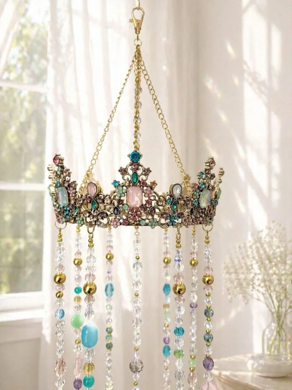 Reimagined | Accents | Handmade Crown Crystal Suncatcher Chandelier 32 ...